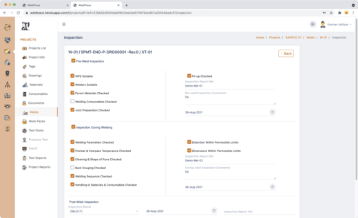 Welding project software - WeldTrace